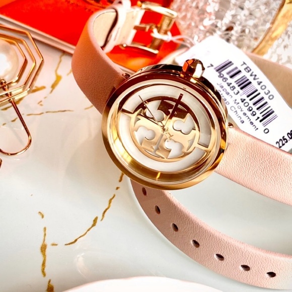 Tory Burch | Accessories | New Tory Burch Gold Small Reva Nude Leather ...